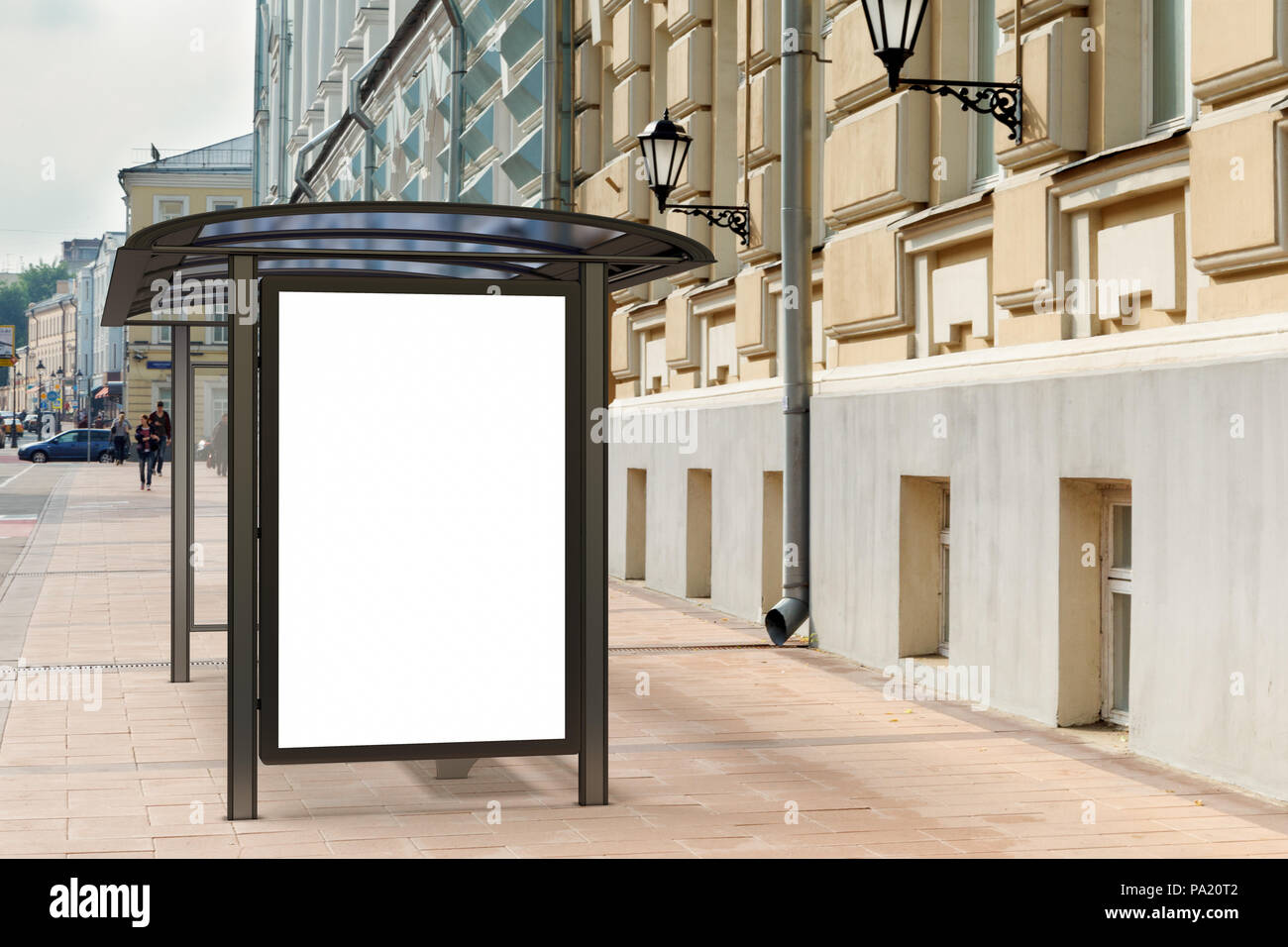 Blank billboard mockup in bus stop Stock Photo - Alamy