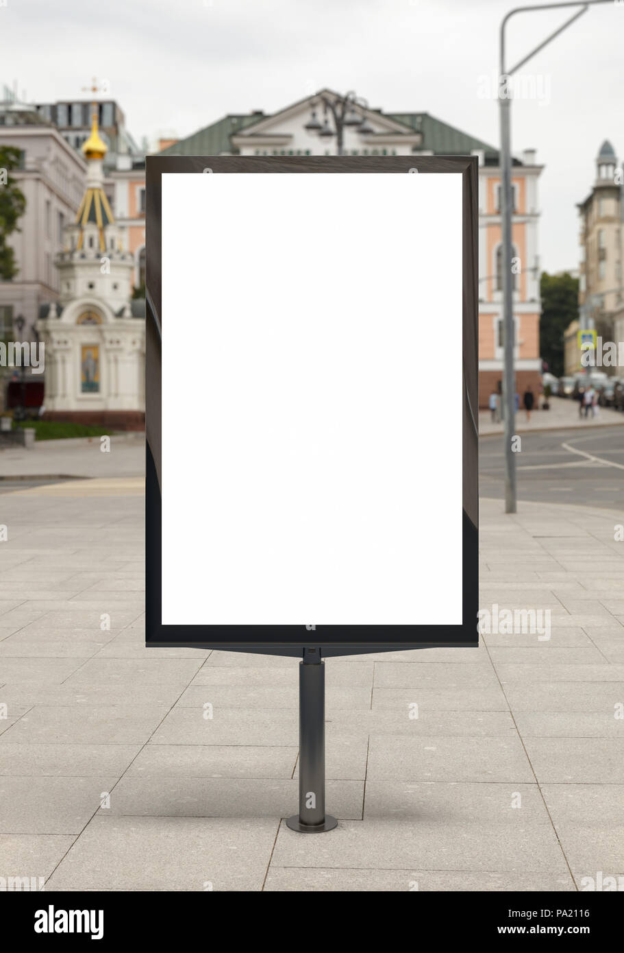 Blank vertical street billboard poster on city background Stock Photo ...