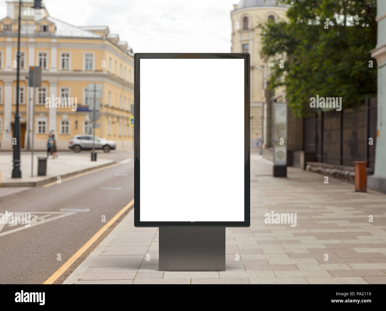 Blank vertical street billboard poster on city background Stock Photo ...