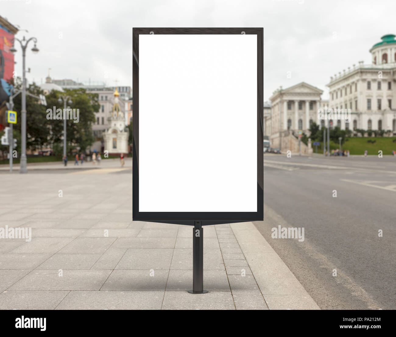 Blank vertical street billboard poster on city background Stock Photo ...