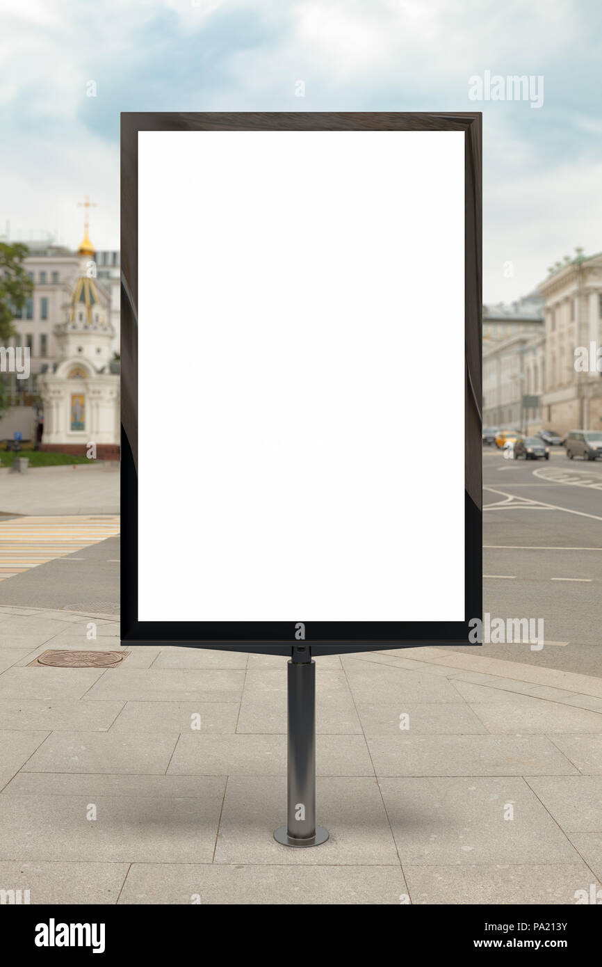 Blank vertical street billboard poster on city background Stock Photo ...