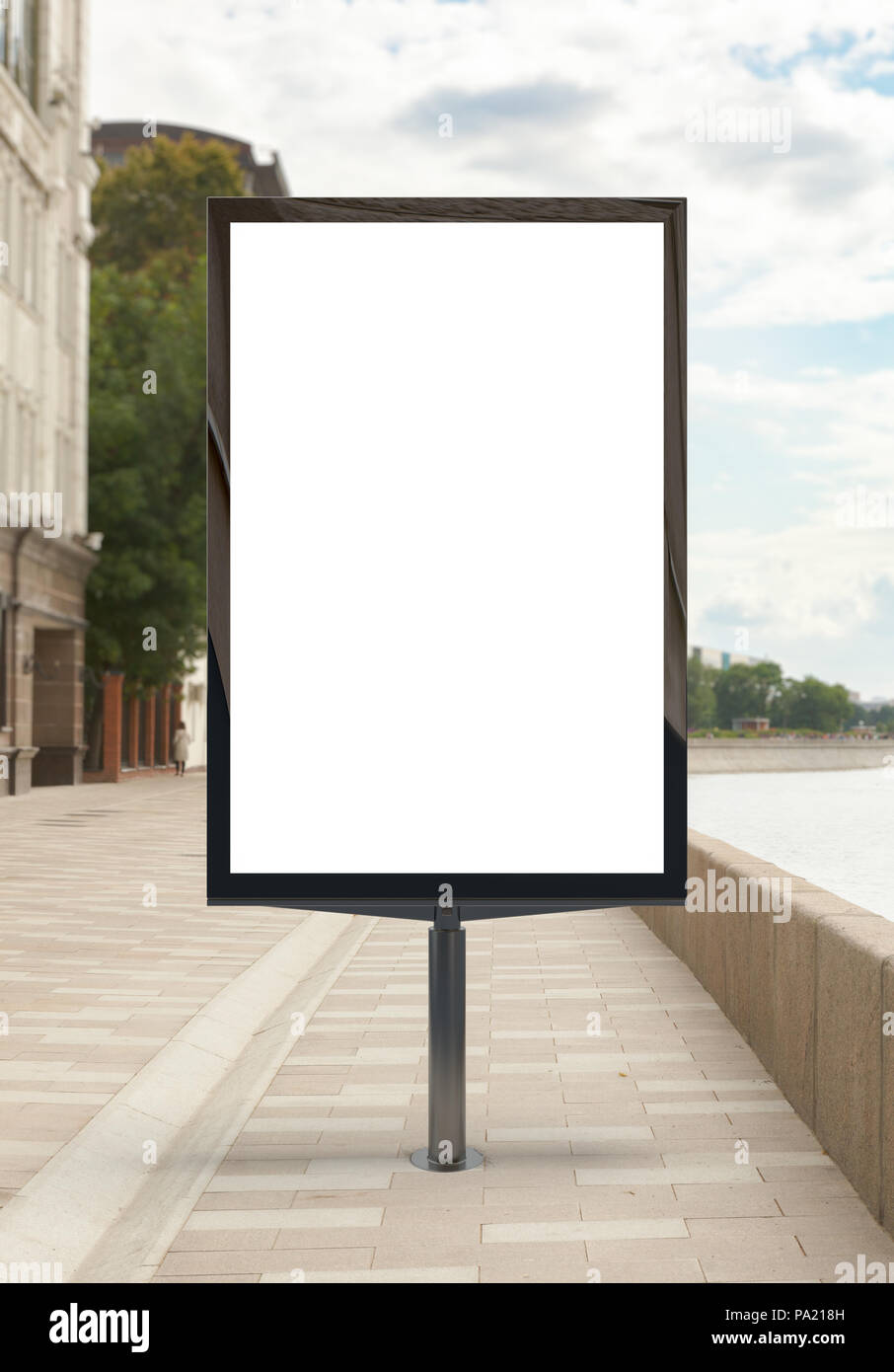 Blank vertical street billboard poster on city background Stock Photo ...