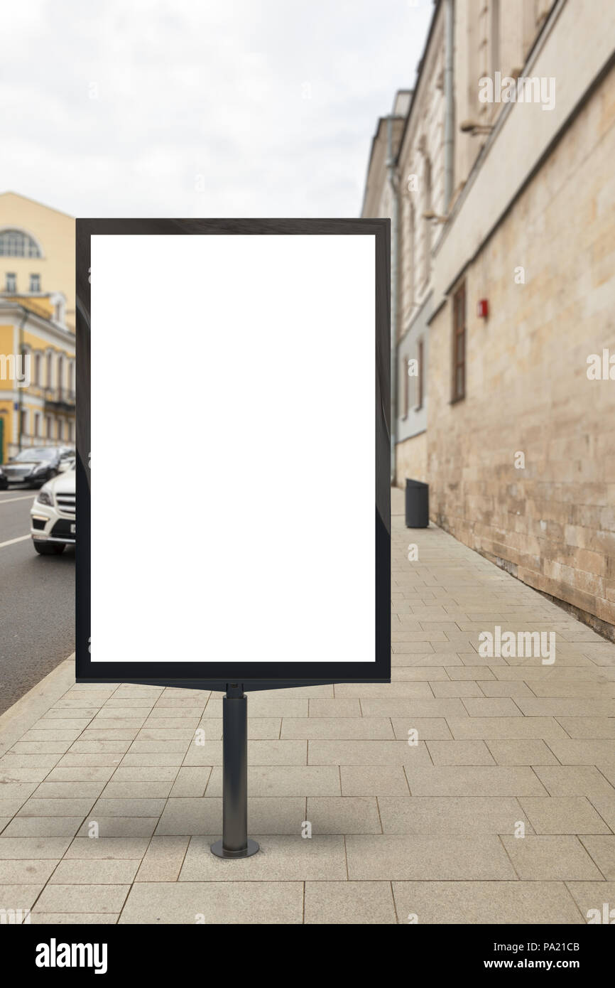Blank vertical street billboard poster on city background Stock Photo ...