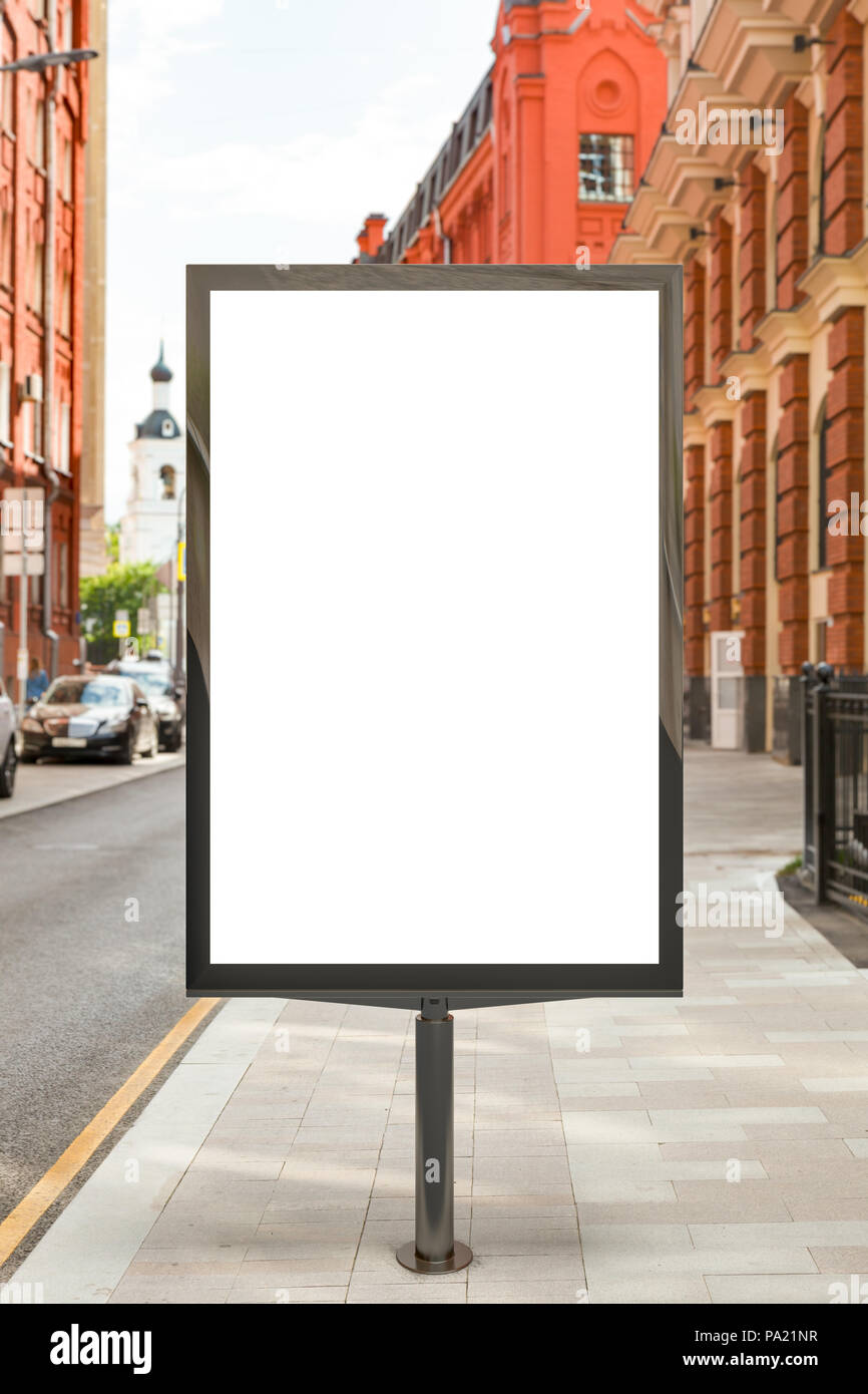 Blank vertical street billboard poster on city background Stock Photo ...