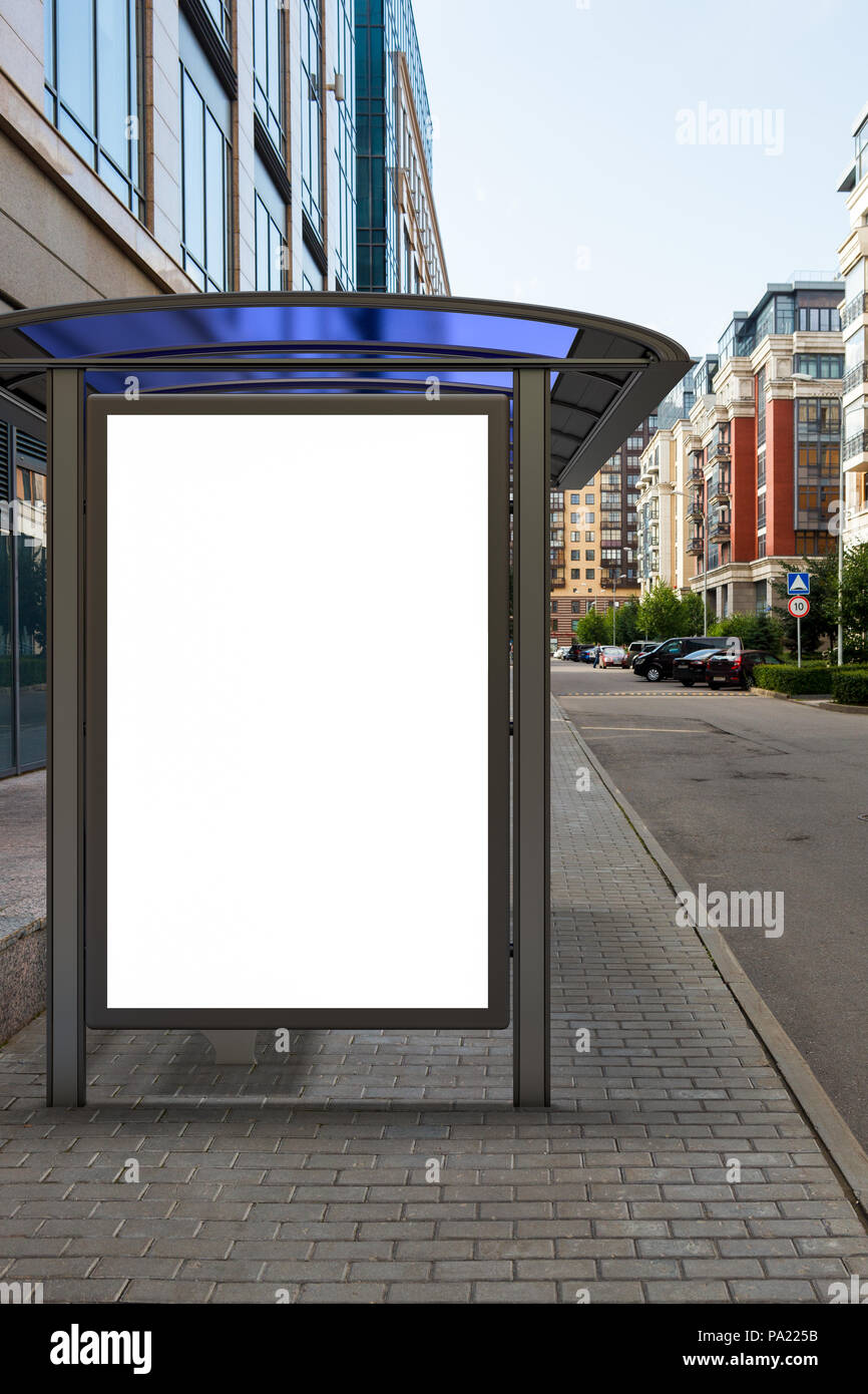 Blank light box mockup in bus stop Stock Photo - Alamy