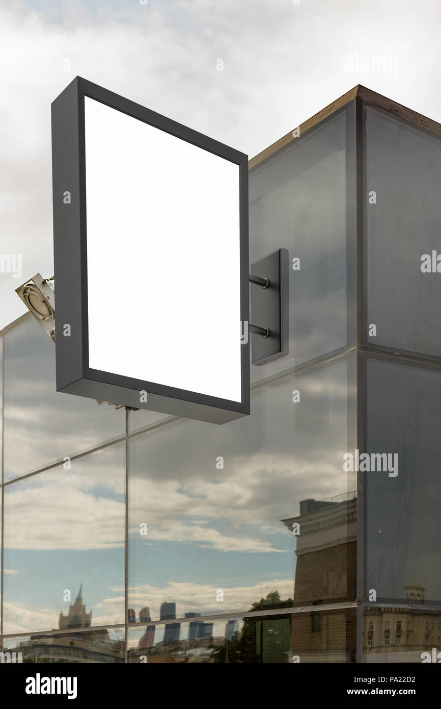 Blank vertical singboard on the wall Stock Photo - Alamy