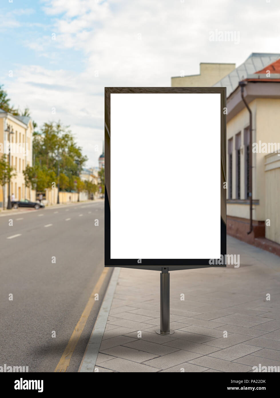 Blank vertical street billboard poster on city background Stock Photo ...