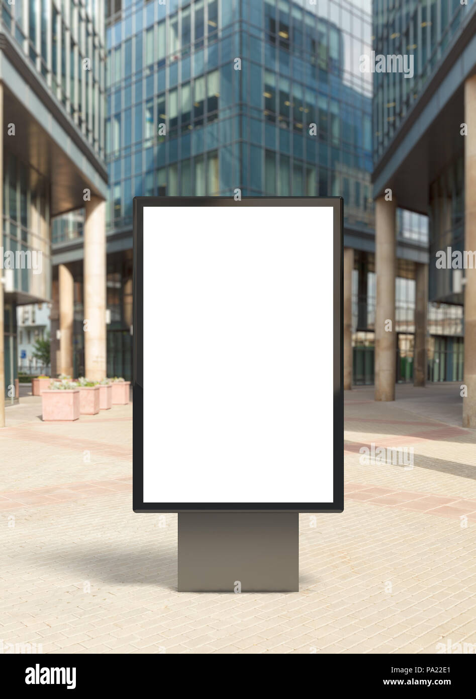Blank vertical street billboard poster on city background Stock Photo ...