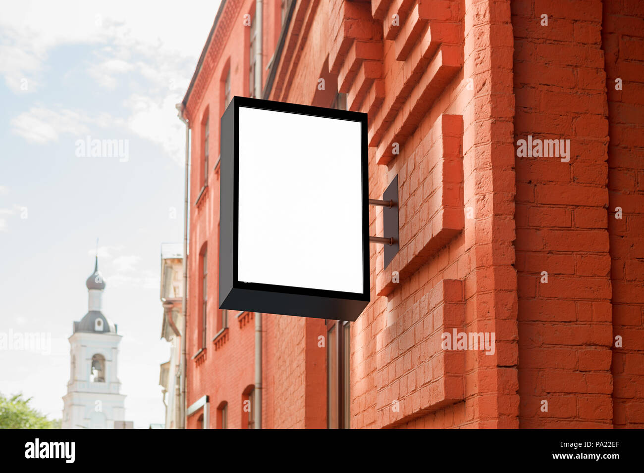 Blank vertical singboard on the wall Stock Photo - Alamy