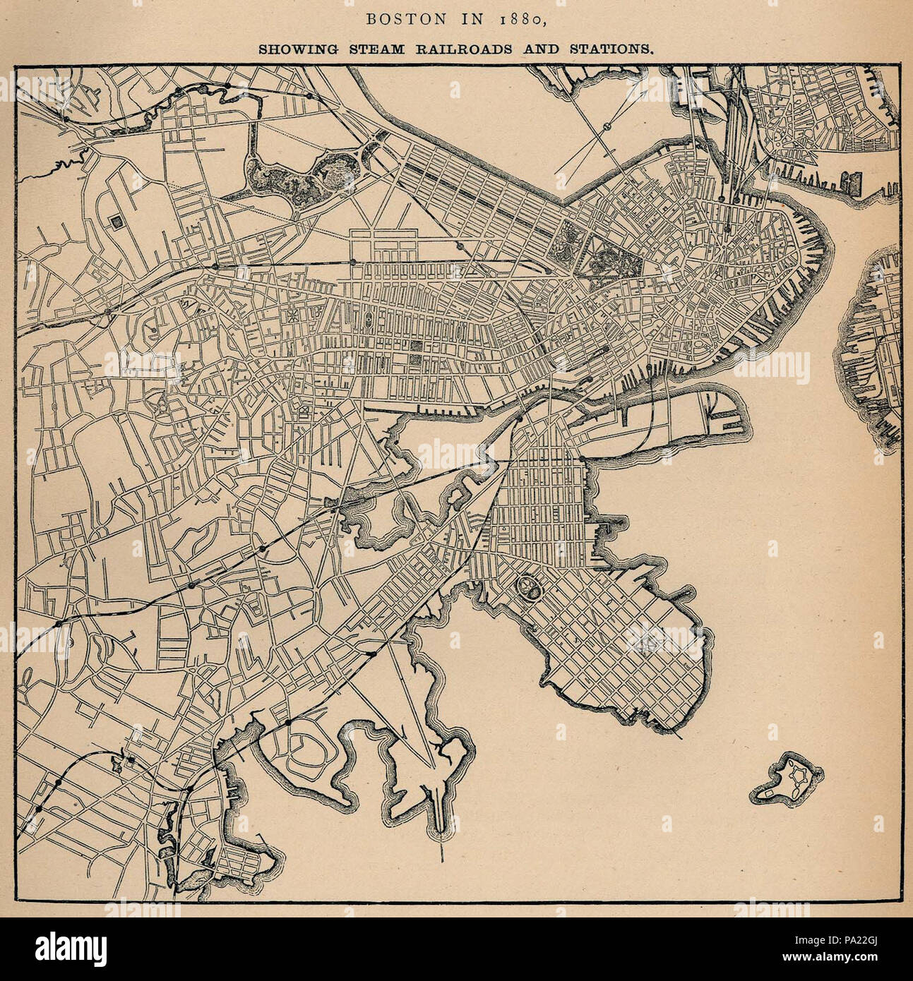 Map of boston 1880 hi-res stock photography and images - Alamy