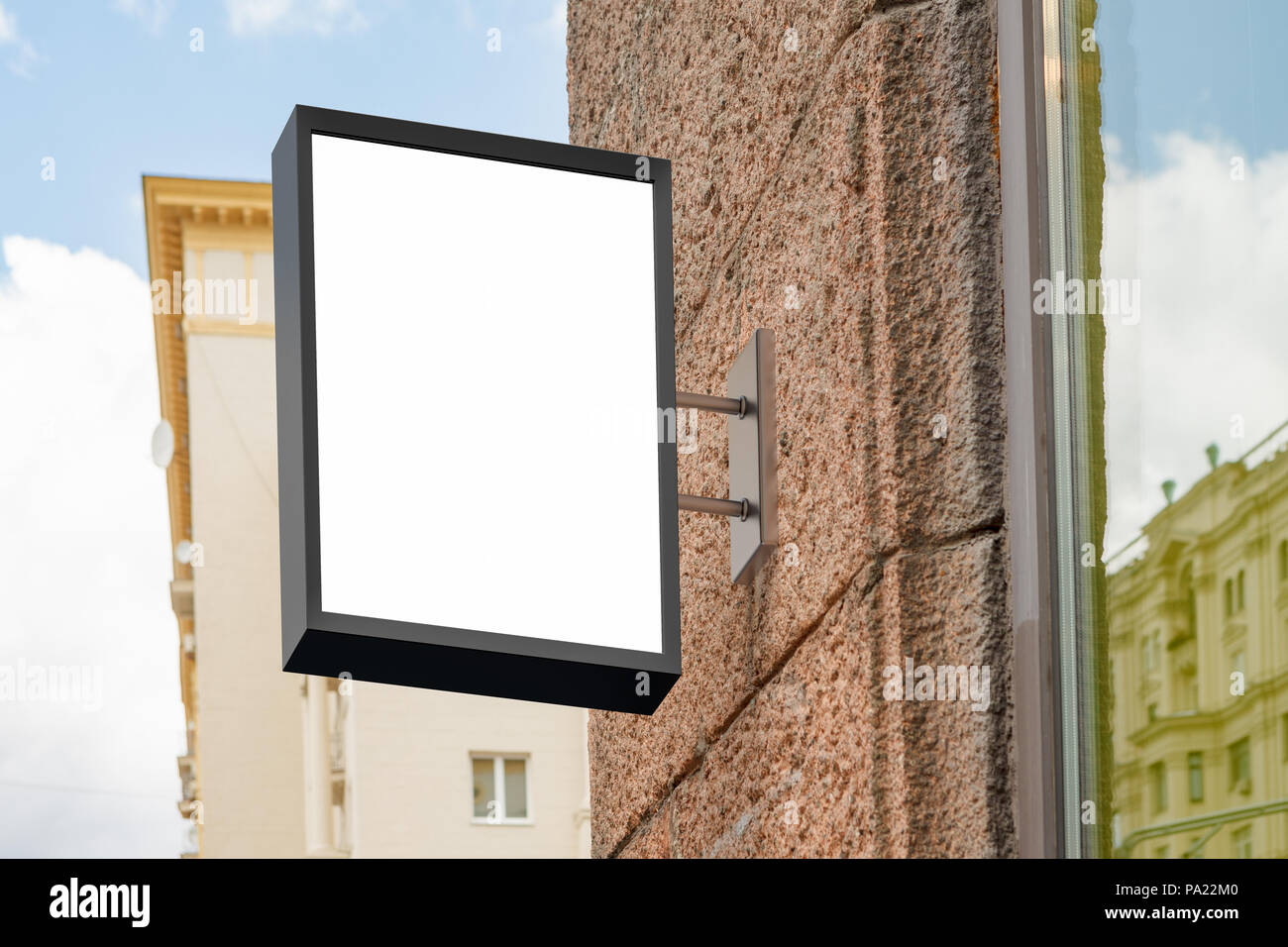 Blank vertical singboard on the wall Stock Photo - Alamy