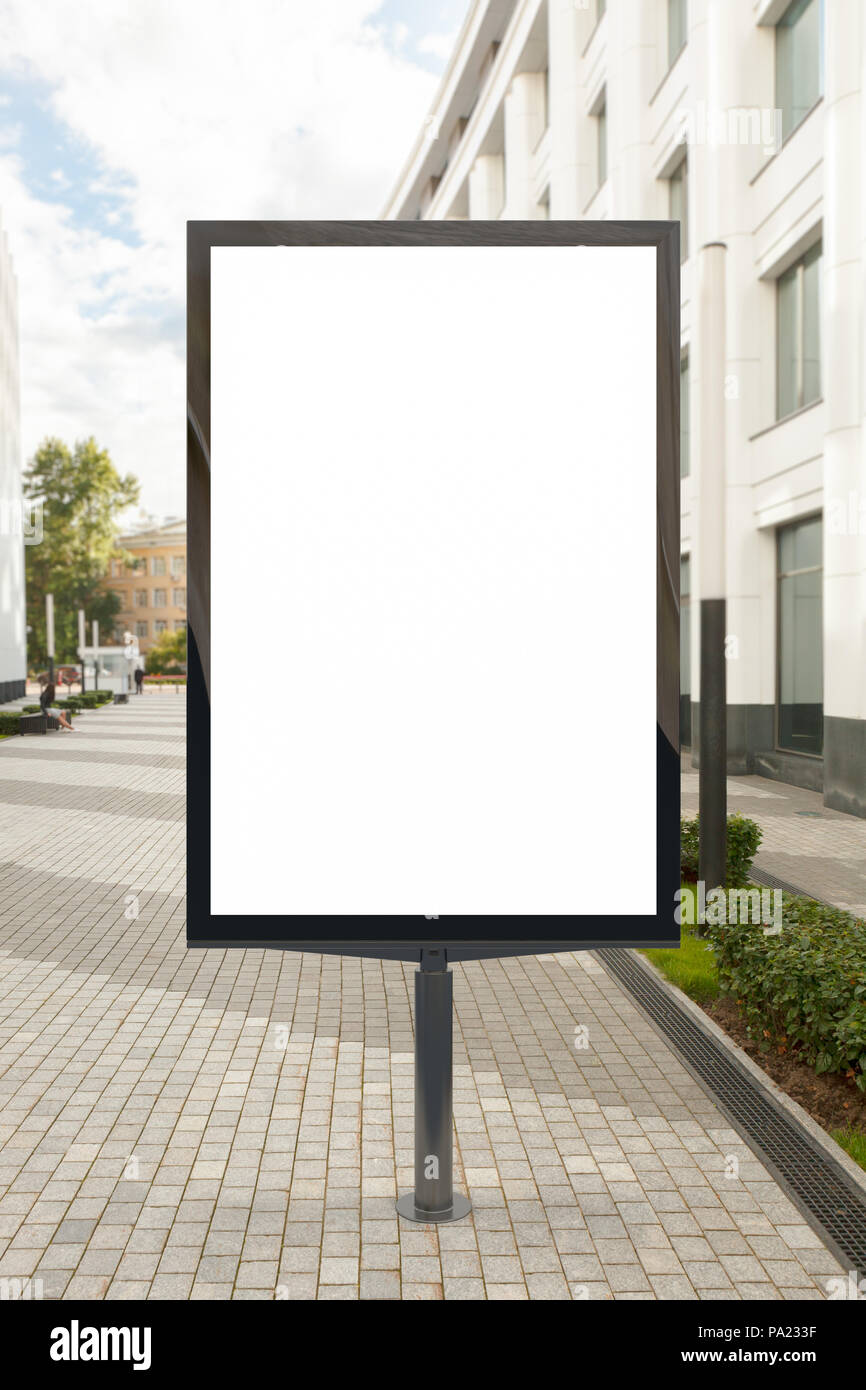 Blank vertical street billboard poster on city background Stock Photo ...