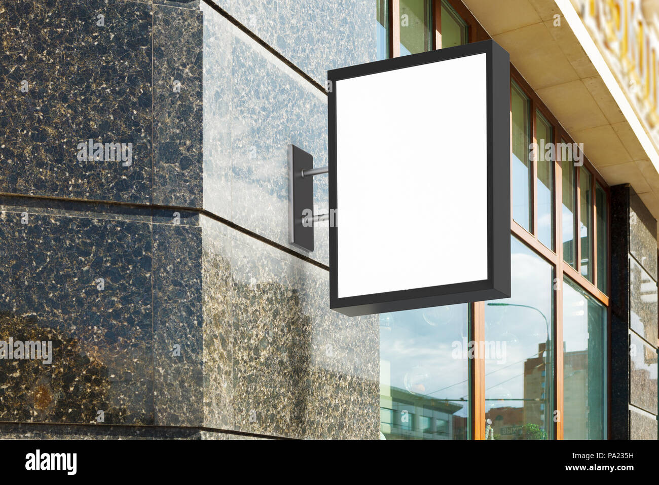 Blank vertical singboard on the wall Stock Photo - Alamy