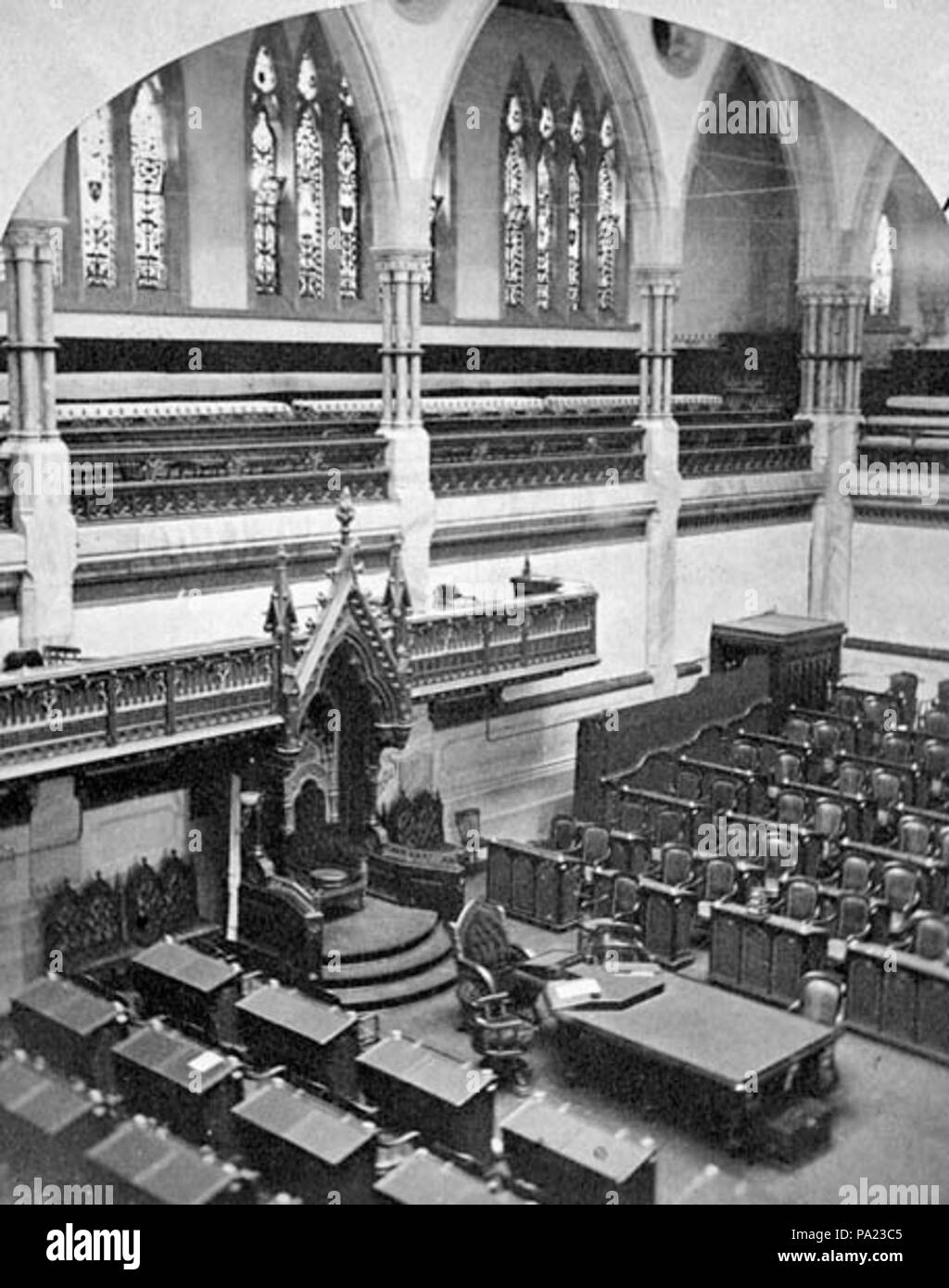 341 Commons Chamber showing, Speaker's Chair, Clerk's table and rear ...