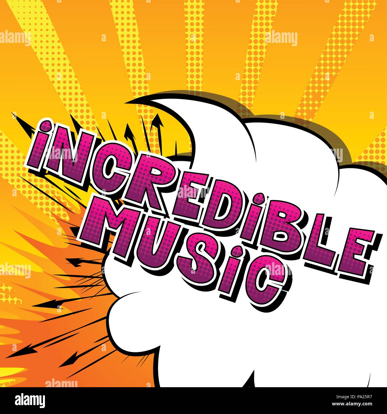 Incredible Music - Comic book style word on abstract background Stock ...