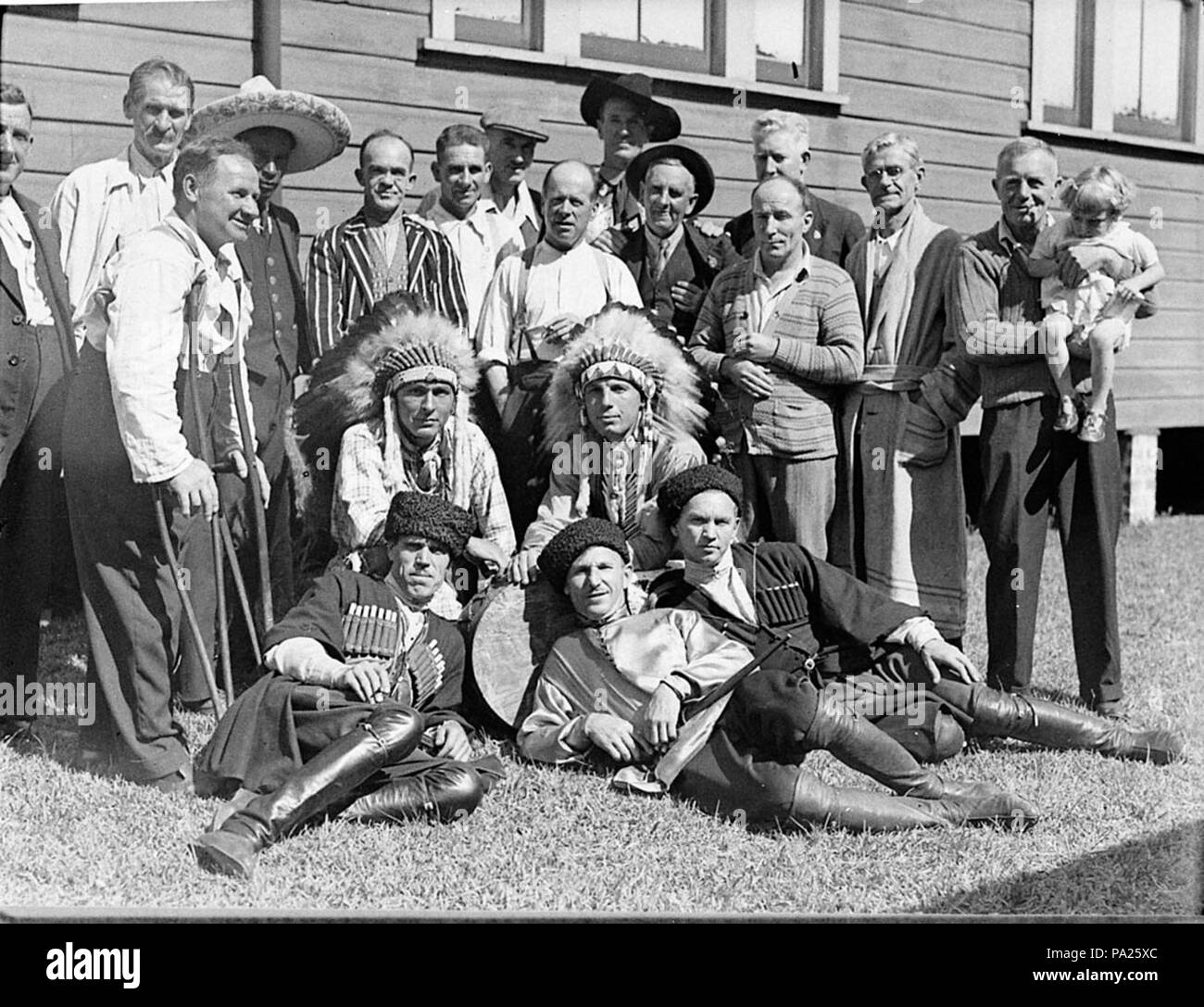 260 SLNSW 35231 Group including men in Native American Mexican and ...