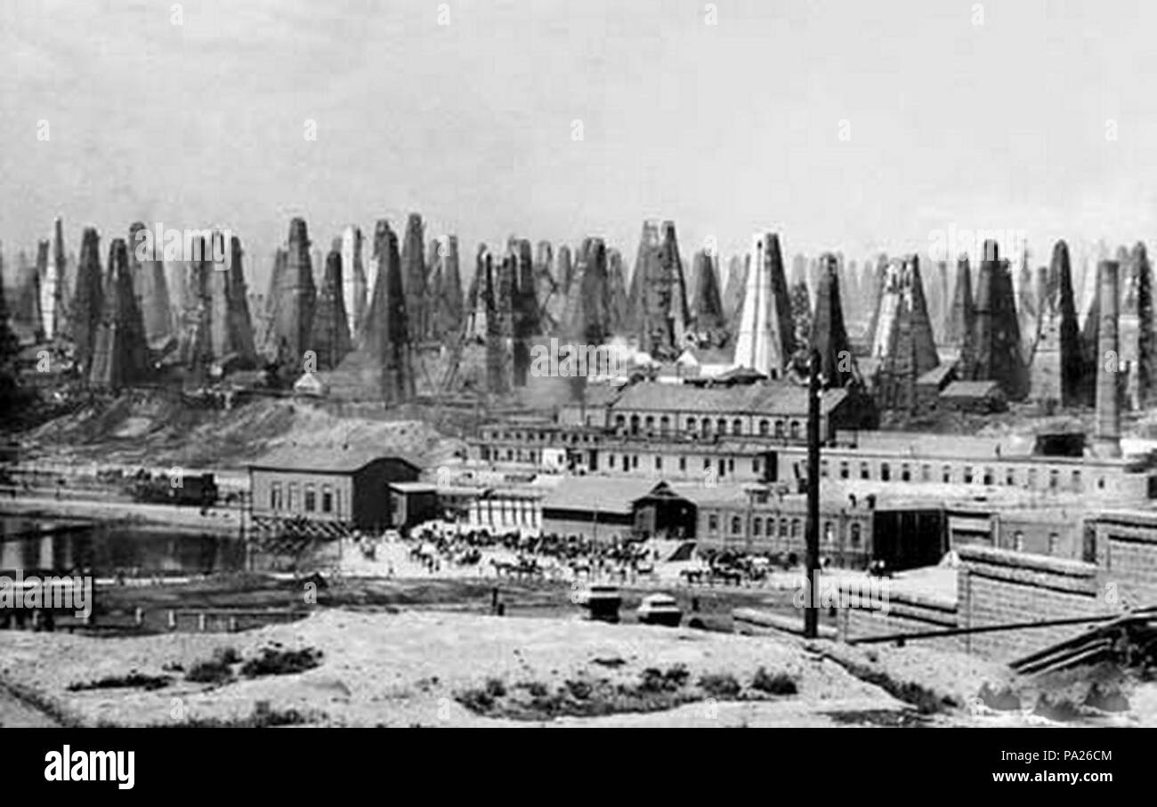 . English: The Branobel wells in Balakhani, a suburb of Baku in ...