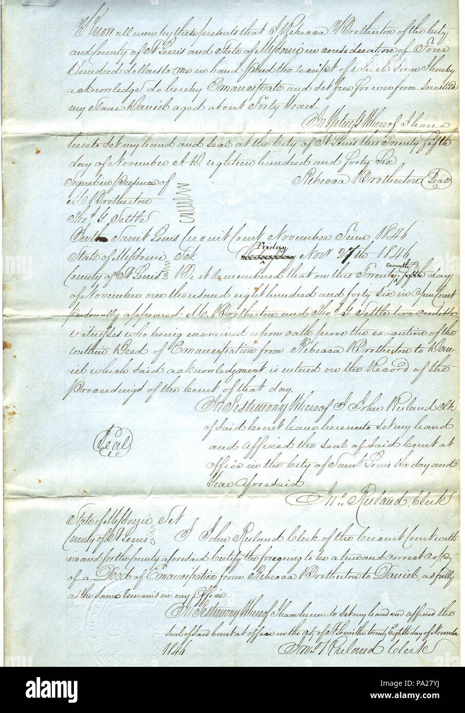 370 Daniel Davis Deed of Emancipation Stock Photo - Alamy