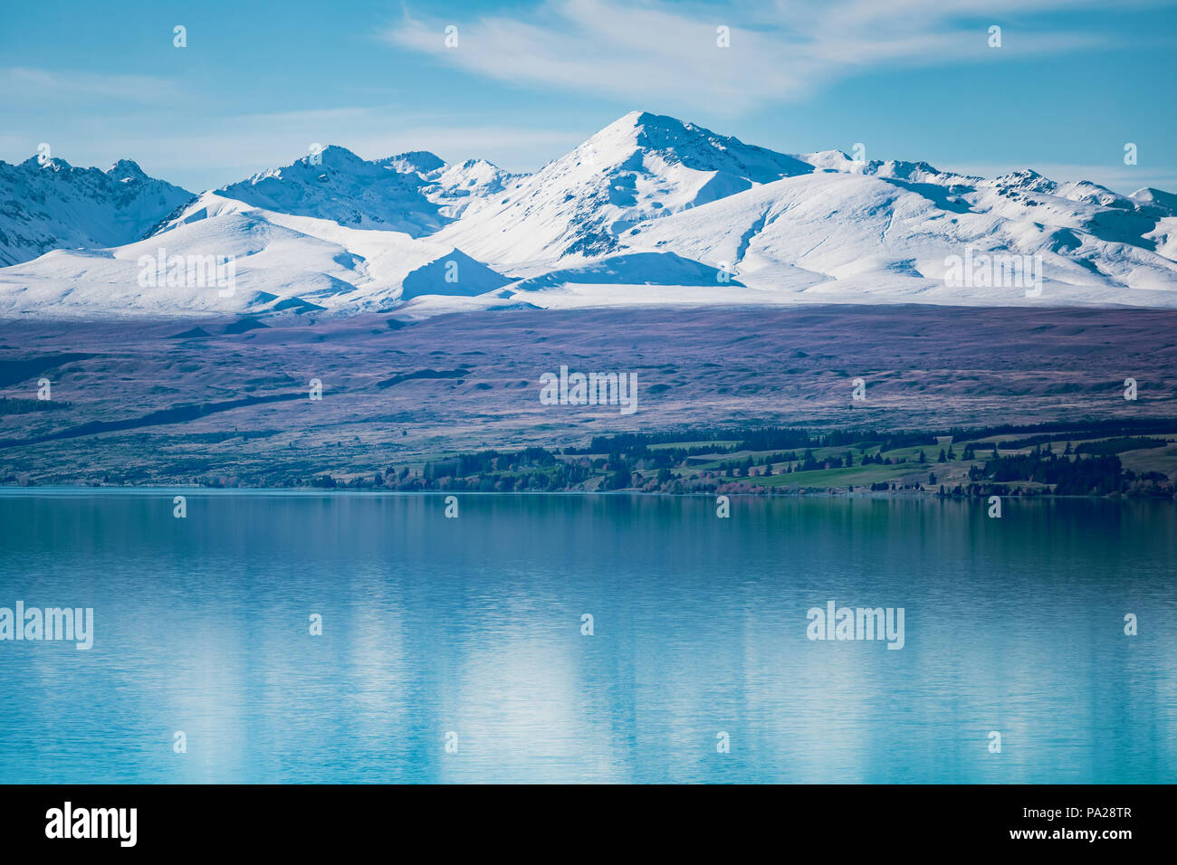 Autumn in Lake Pukaki , south Island, New Zealand landscape Stock Photo ...