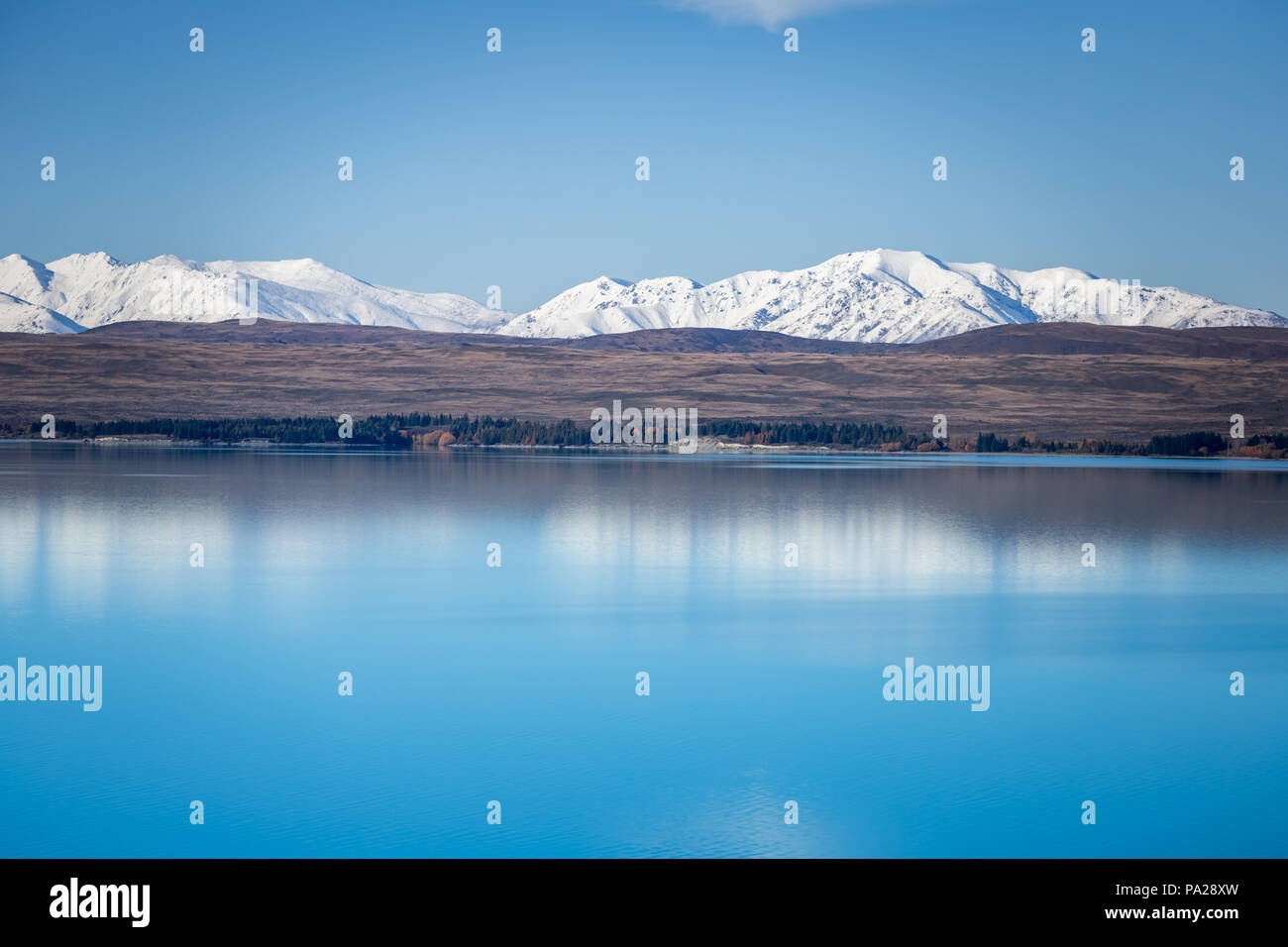 Autumn in Lake Pukaki , south Island, New Zealand landscape Stock Photo ...