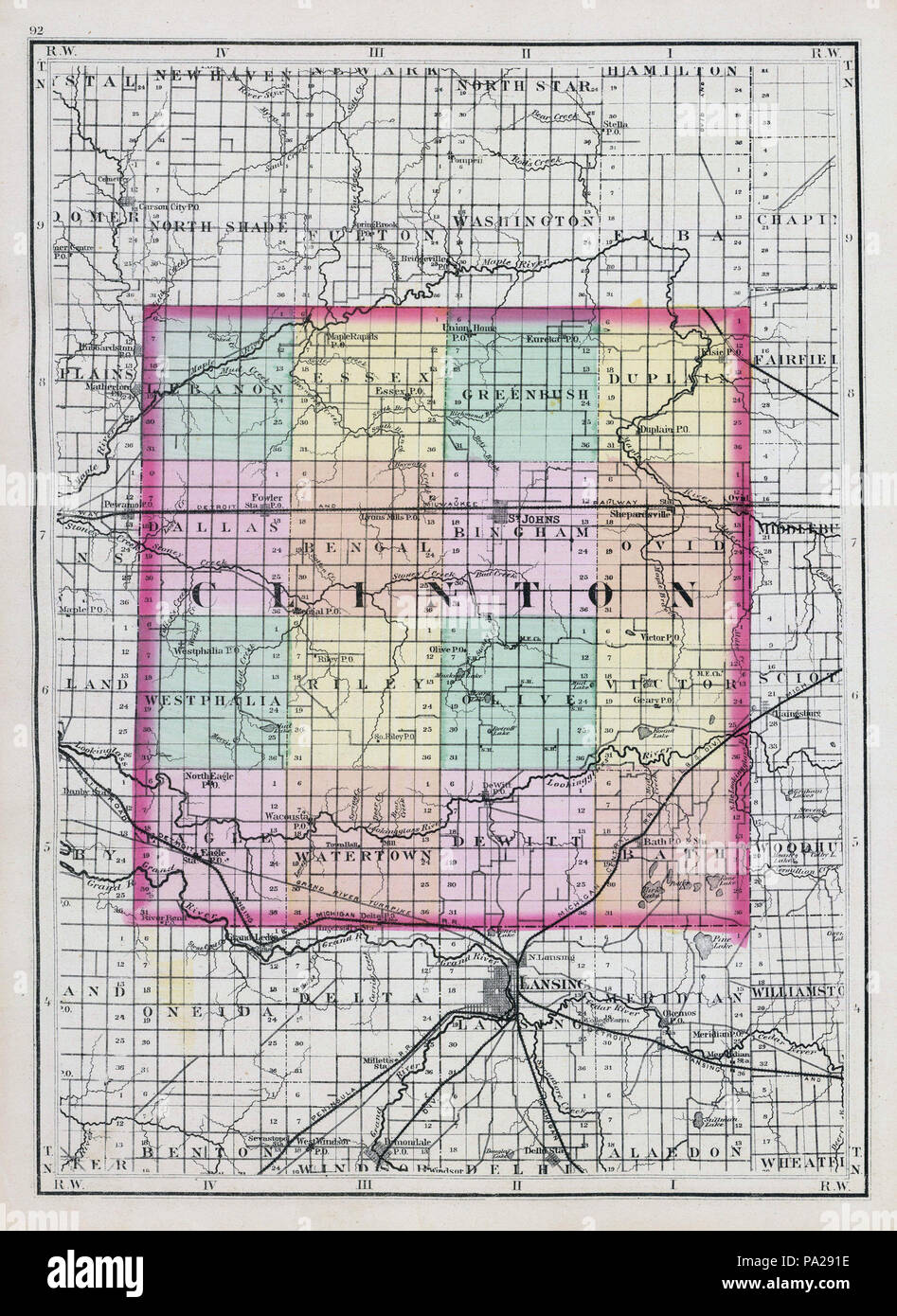 Clinton county map hi-res stock photography and images - Alamy