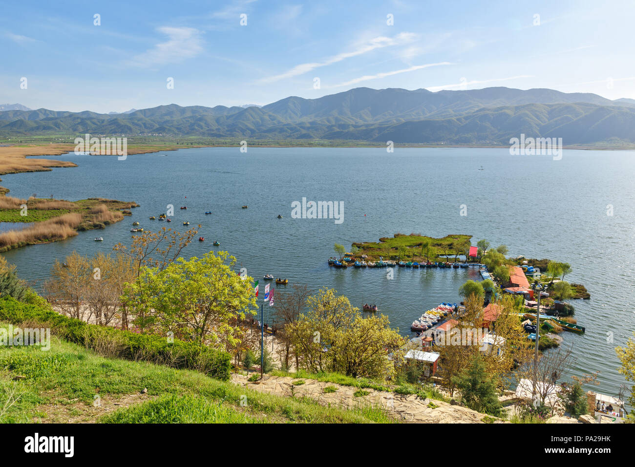 View of Zeribar Lake in the Zagros Mountains near Marivan. Kurdistan ...