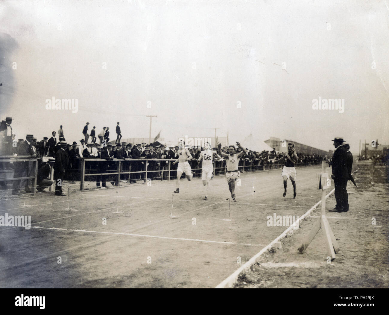 148 Archie Hahn of the Milwaukee Athletic Club winning the third heat ...