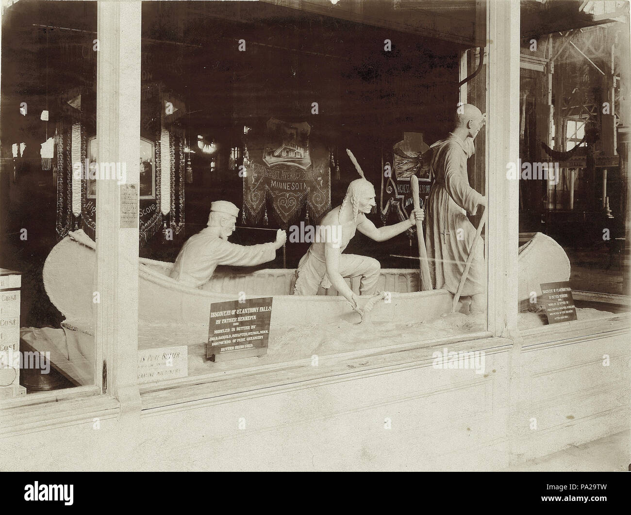 2 "Discovery of St. Anthony Falls" butter sculpture on display in the ...