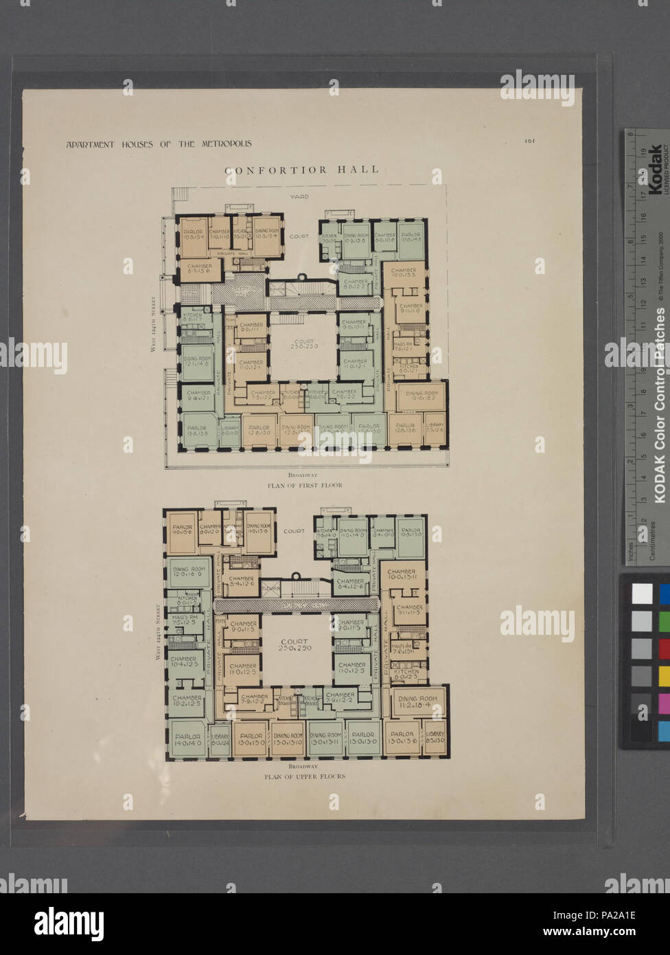 344 Confortior Hall. Plan of first floor; Plan of upper floors (NYPL ...