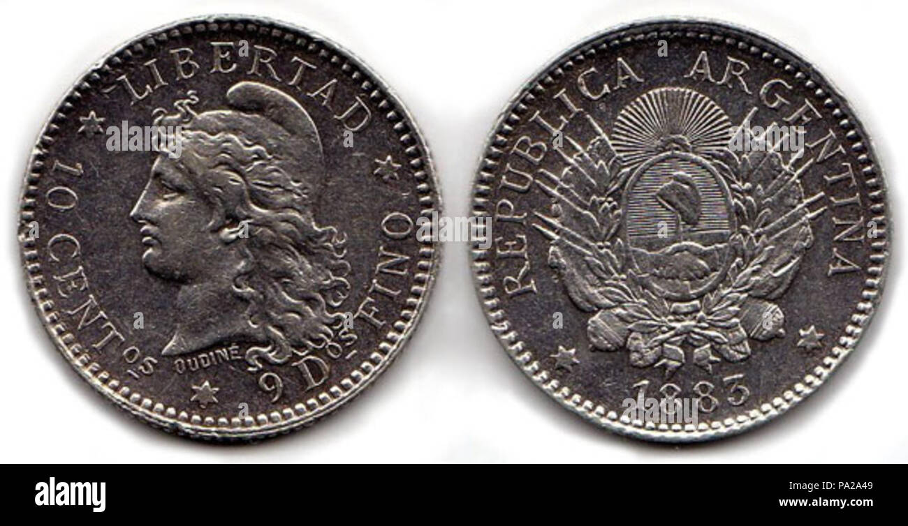 150 Argentina 10 centavos 1883 Stock Photo - Alamy