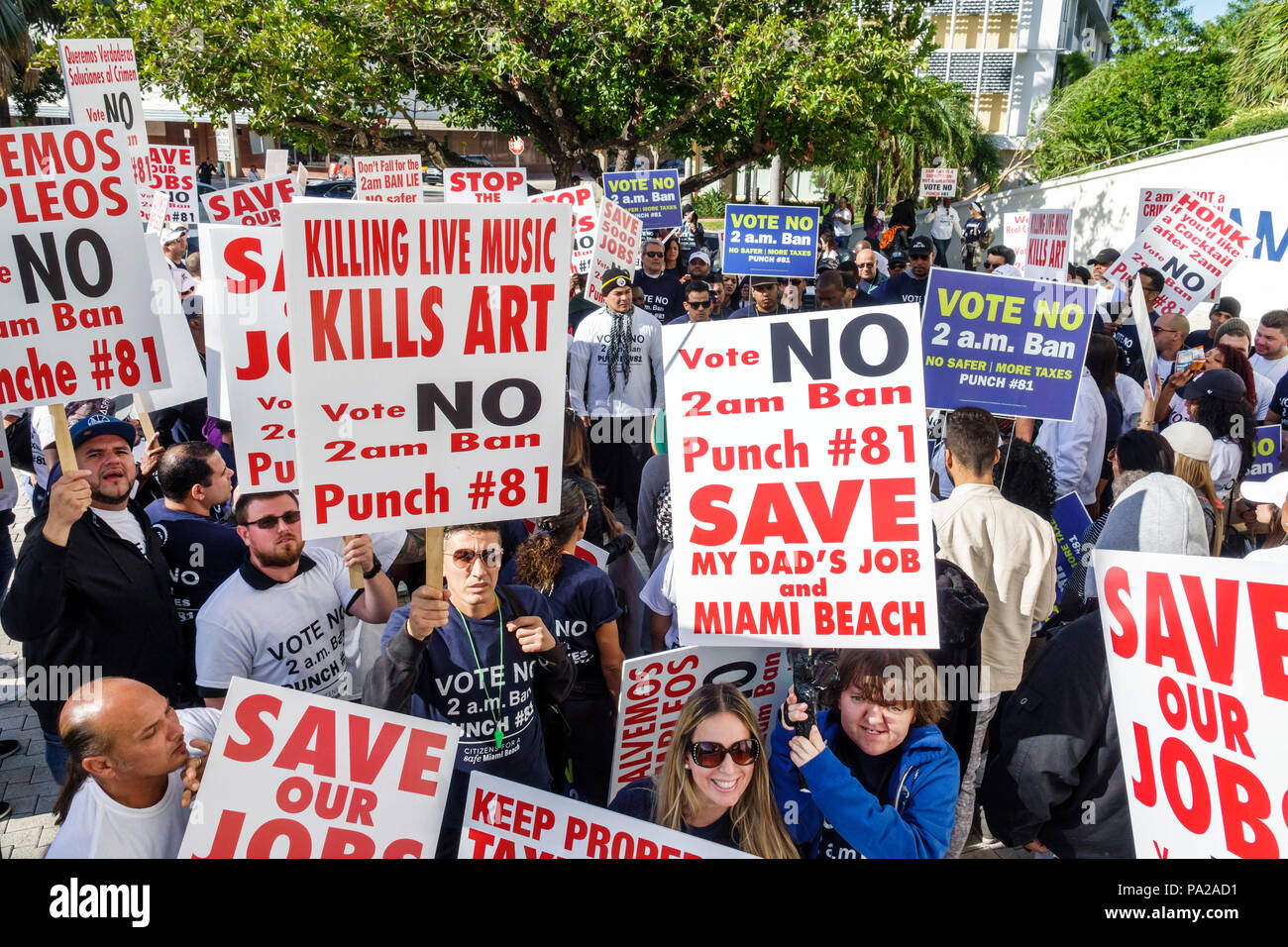 Miami Beach Florida,City Hall,hotel workers,protest protesting ...