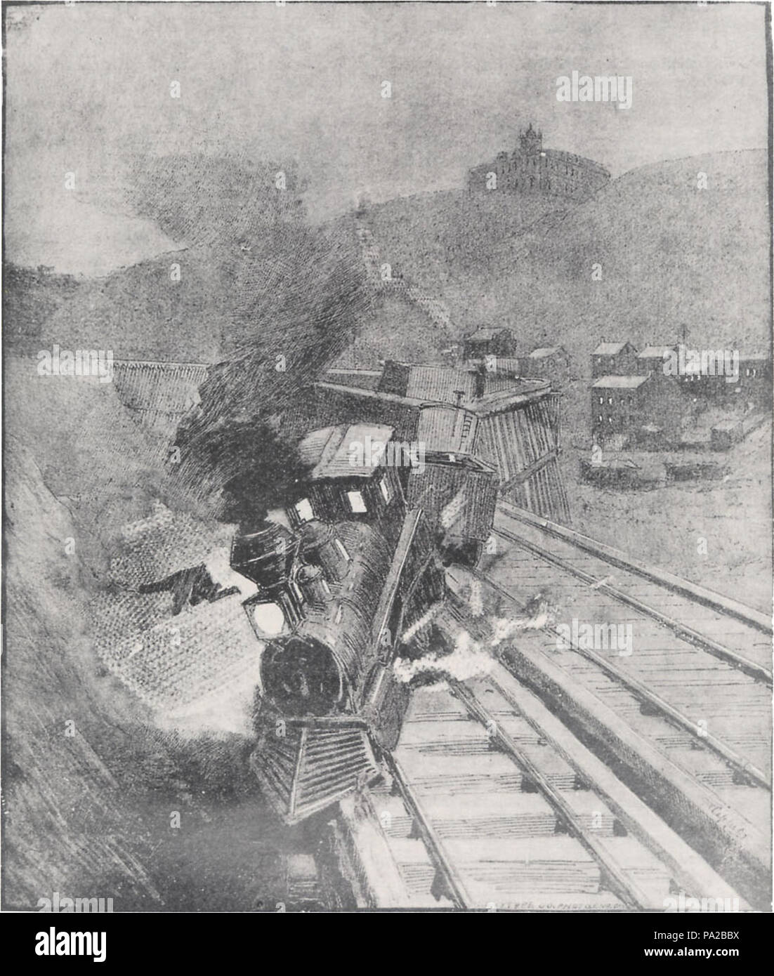 316 CL&N wreck 1885 Stock Photo - Alamy