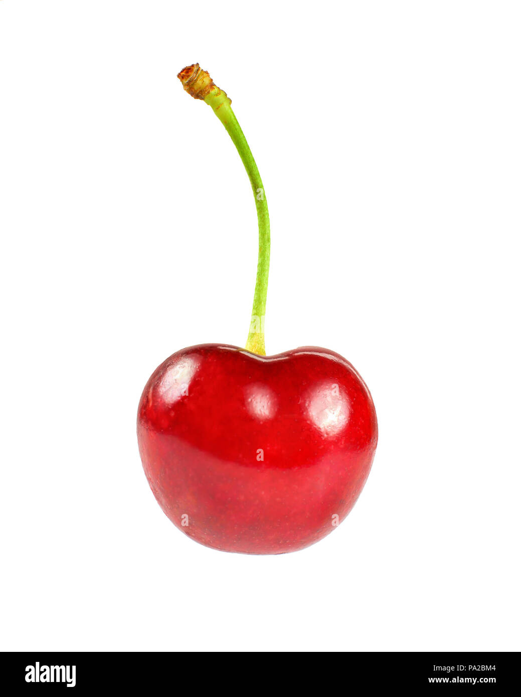 Single red cherry isolated on white background Stock Photo - Alamy