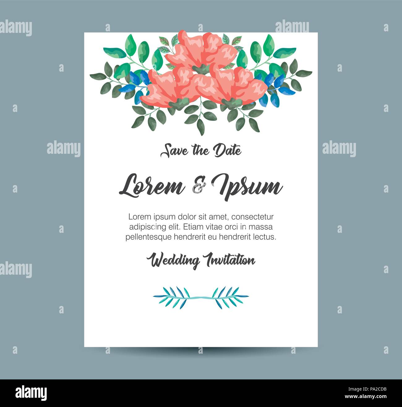 invitation card with flowers decoration Stock Vector Image & Art - Alamy