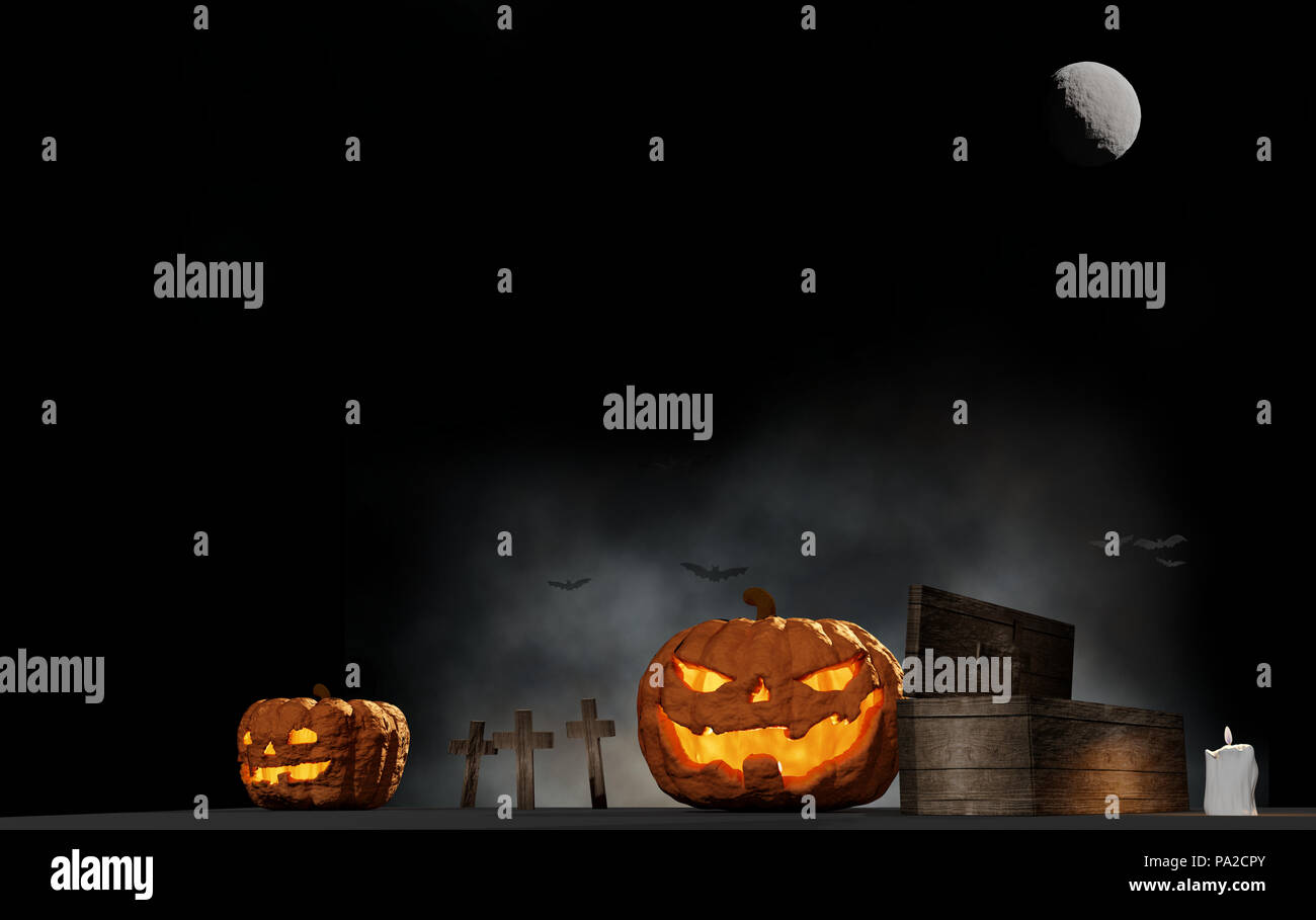 Halloween scene 3d-illustration Stock Photo - Alamy