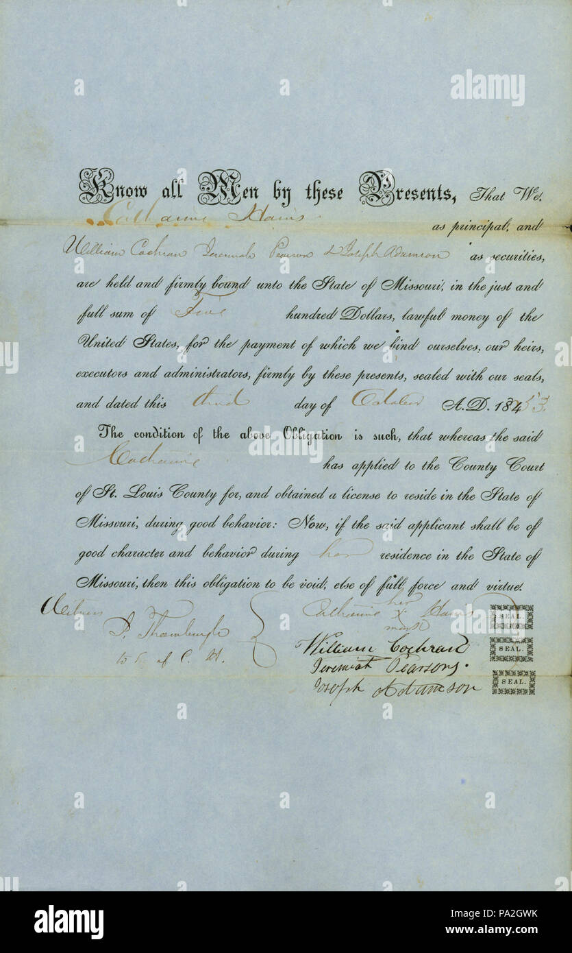288 Catharine Harris Free Negro Bond Stock Photo - Alamy