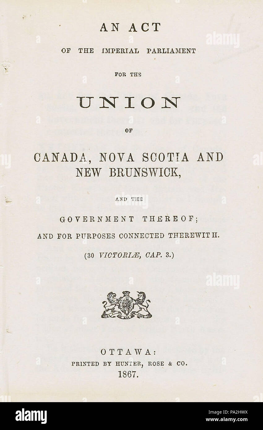 1867 british north america act hi-res stock photography and images - Alamy