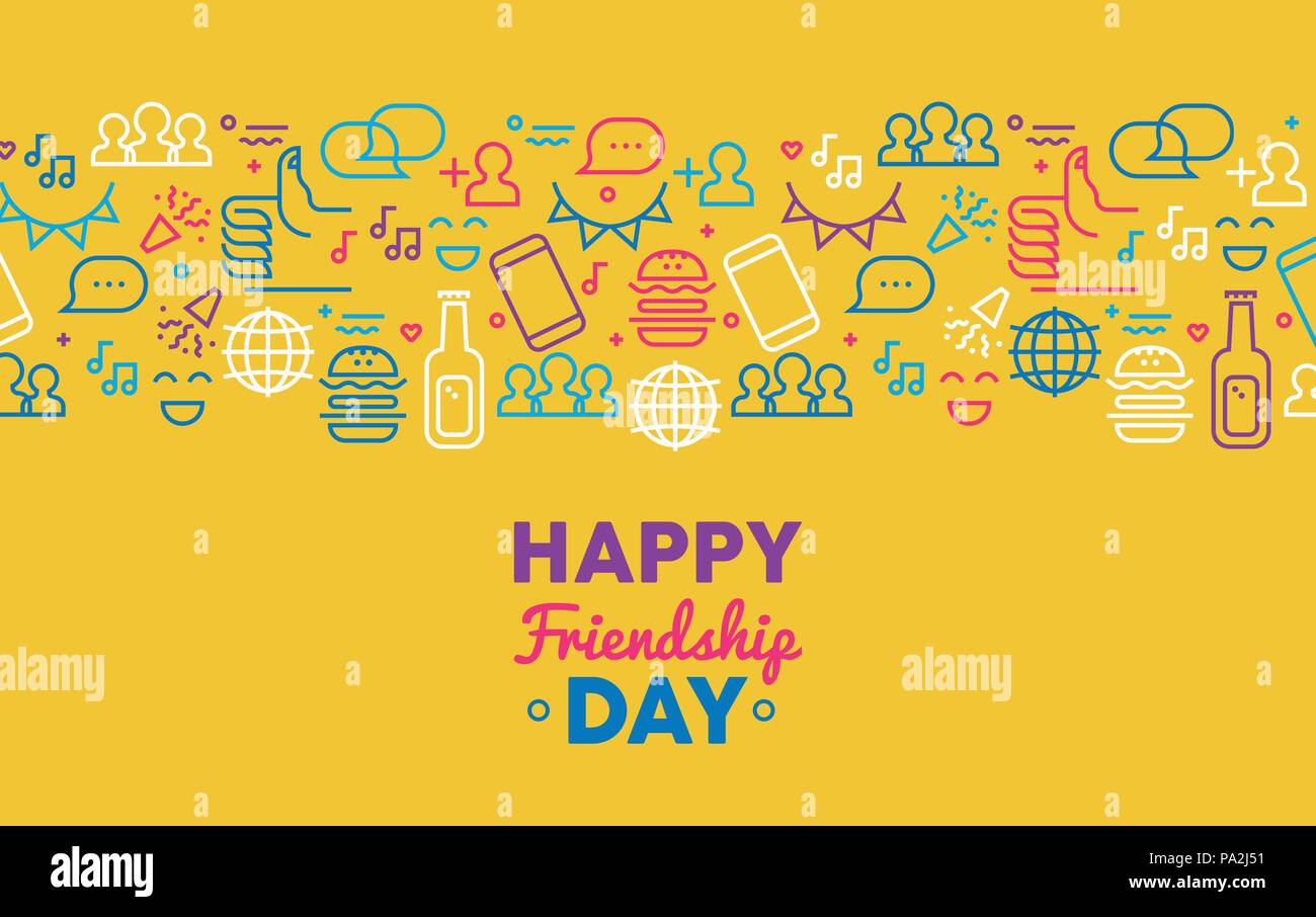 Happy friendship day holiday celebration greeting card, colorful party ...