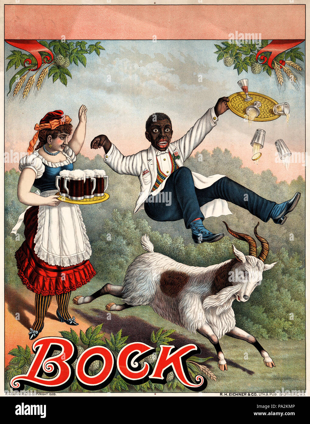 214 Bock, stock beer advertising poster, 1889 Stock Photo - Alamy