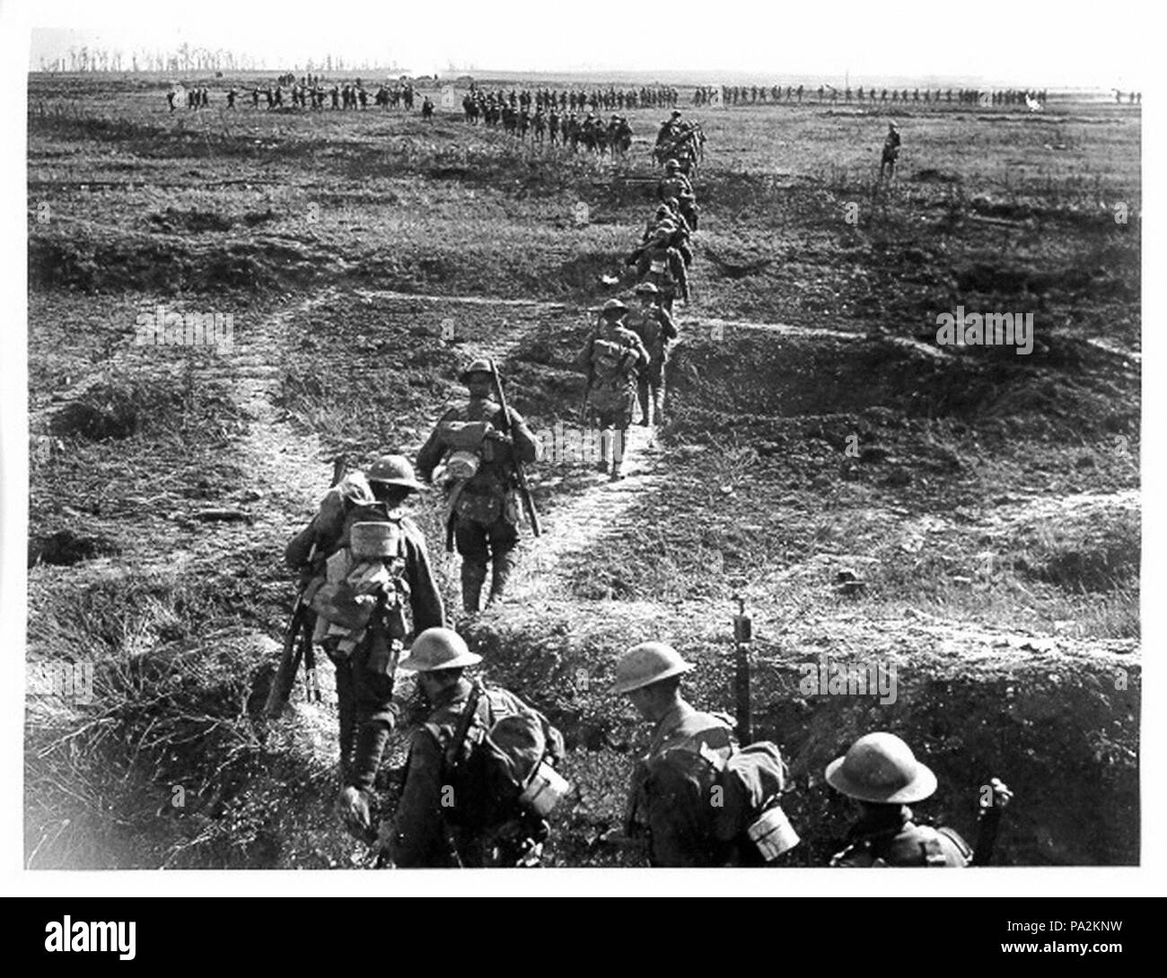 189 Battle of the Canal du Nord - Single file of infantry Stock Photo ...
