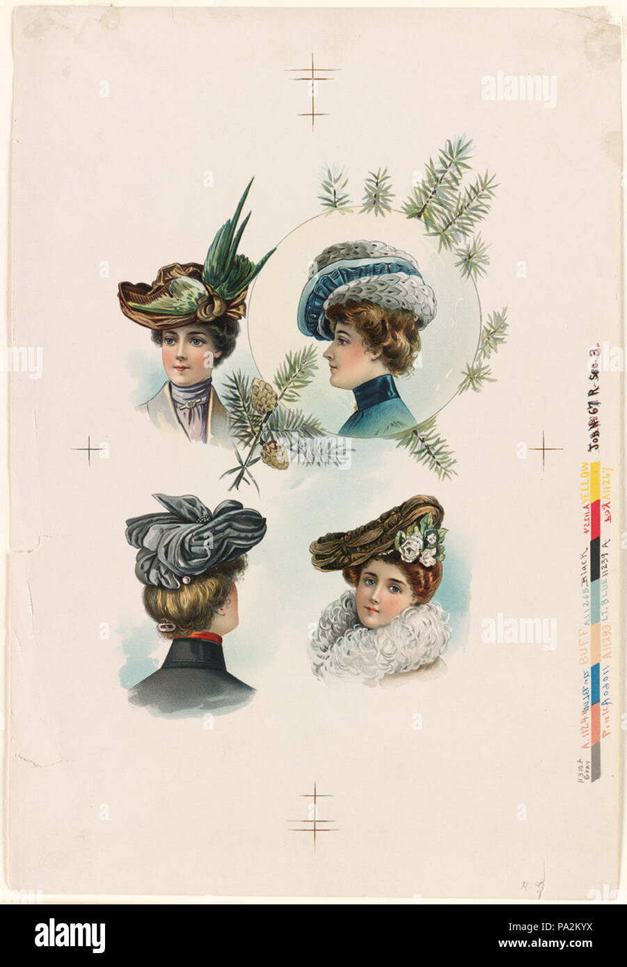 665 Four Portraits of Women in Hats on One Sheet (Boston Public Library ...