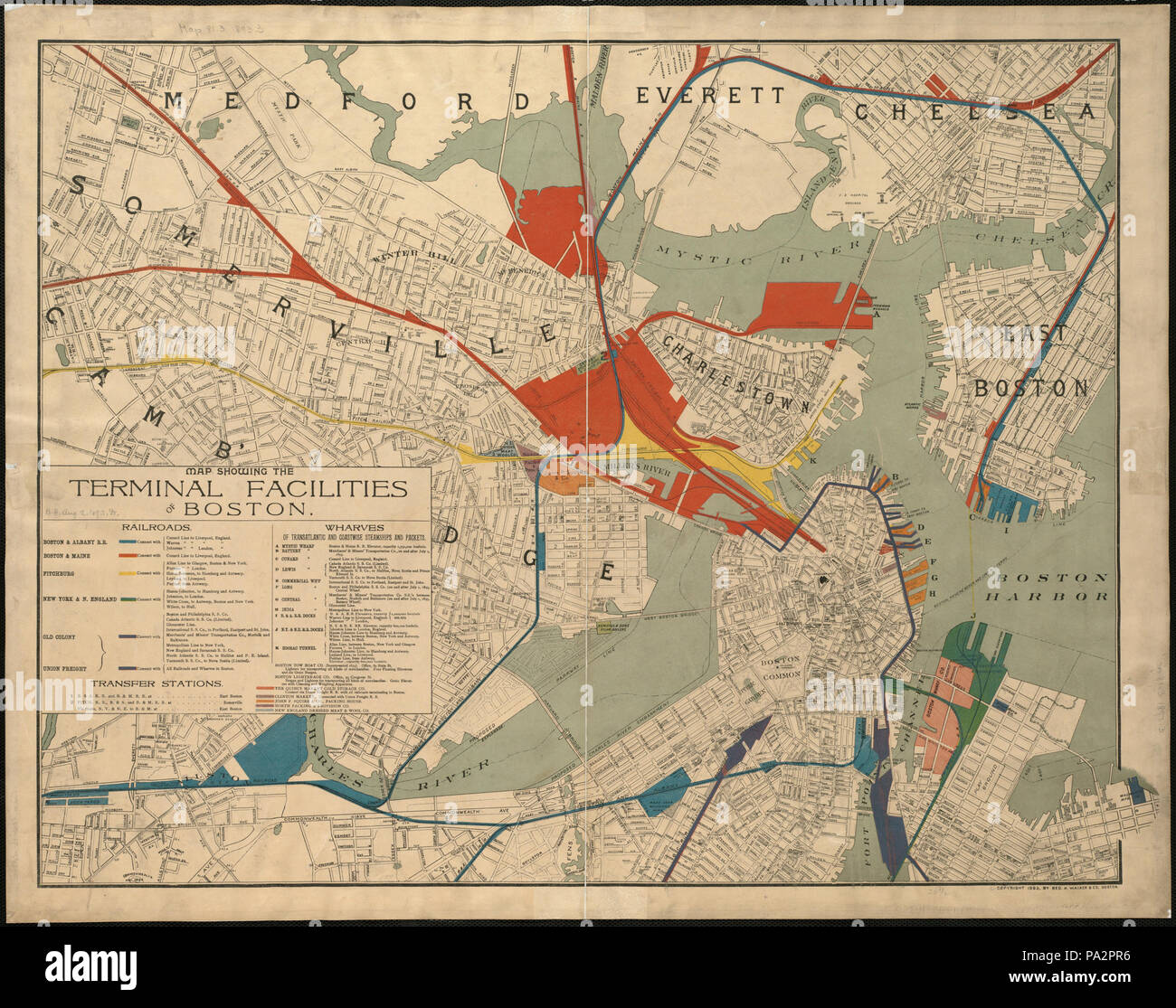 23 1893 Map showing the terminal facilities of Boston Stock Photo - Alamy