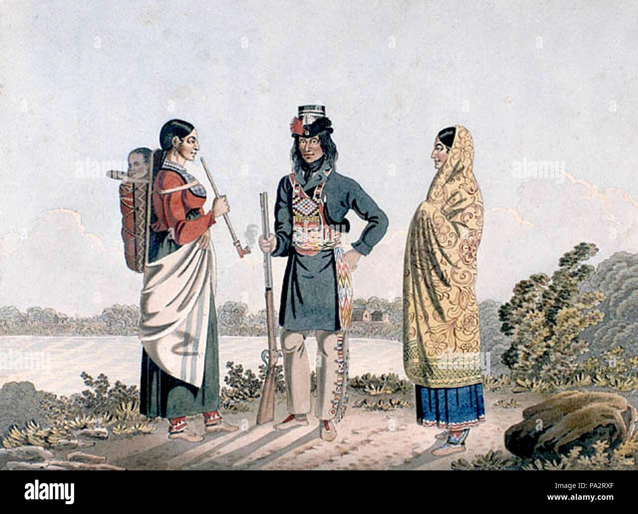 A Métis man and his two wives circa 1825-1826 Stock Photo - Alamy
