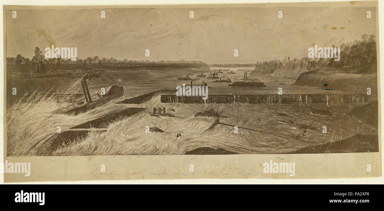 100 Admiral Porter's Fleet Passing through the Red River Dam at ...