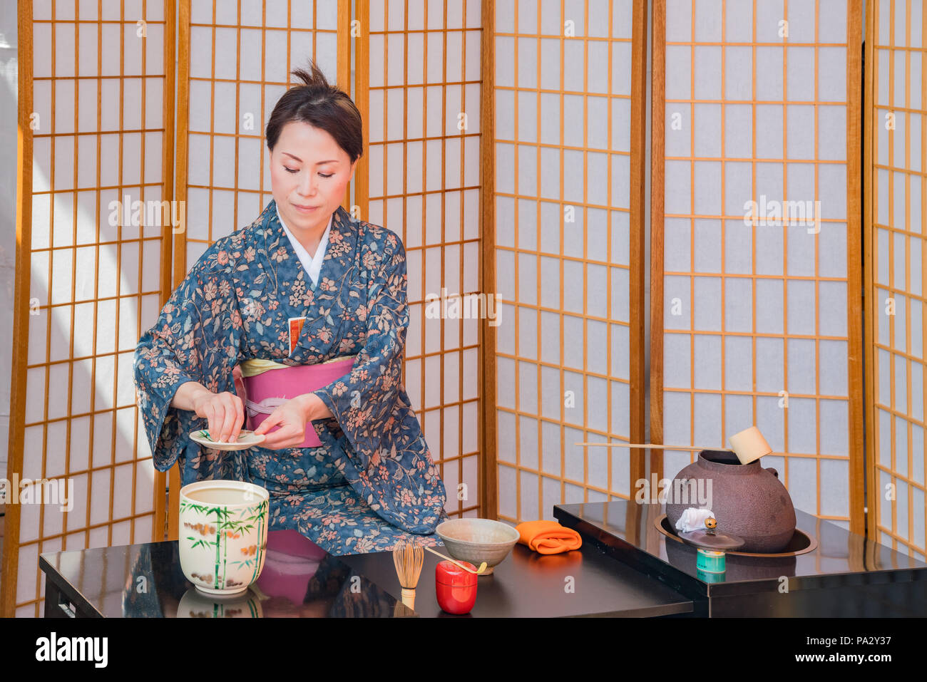 Los Angeles, APR 8: Japanese style tea ceremony performance on APR 8 ...