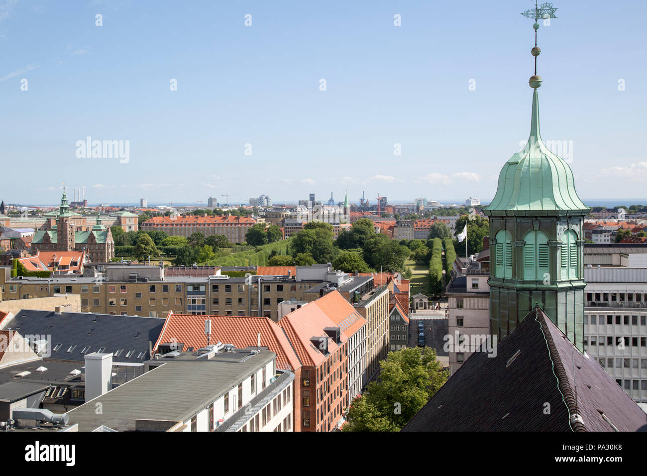 View of Copenhagen including Trinitatis Church Roof from Round Tower ...