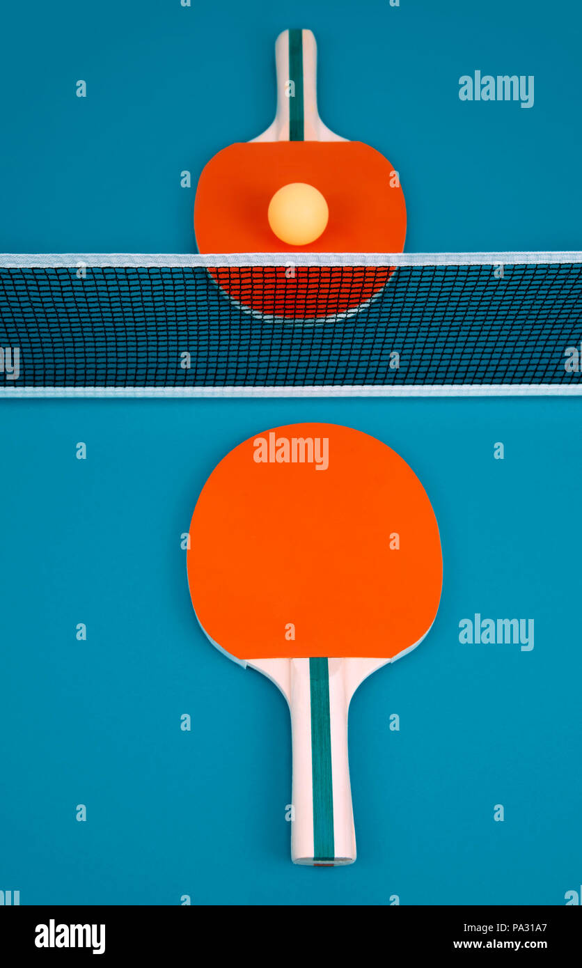 Table tennis or ping pong rackets and ball Stock Photo - Alamy