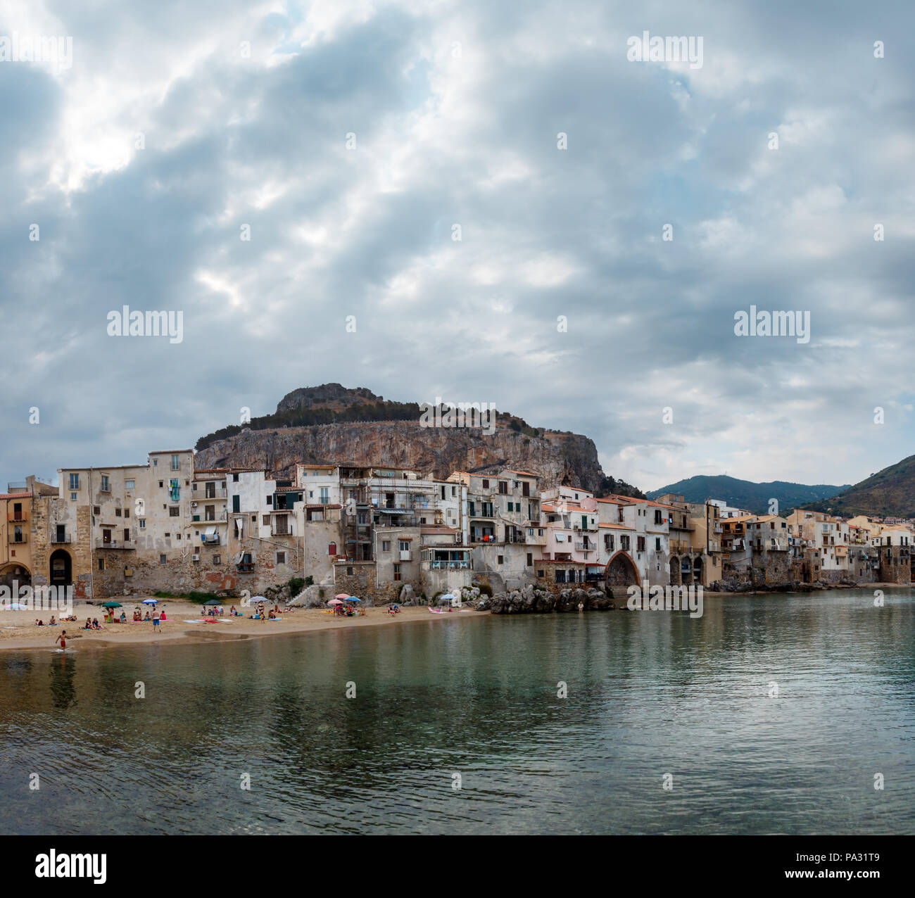 CEFALU, ITALY - JUNE 18, 2017: old beautiful town beach and harbor view ...