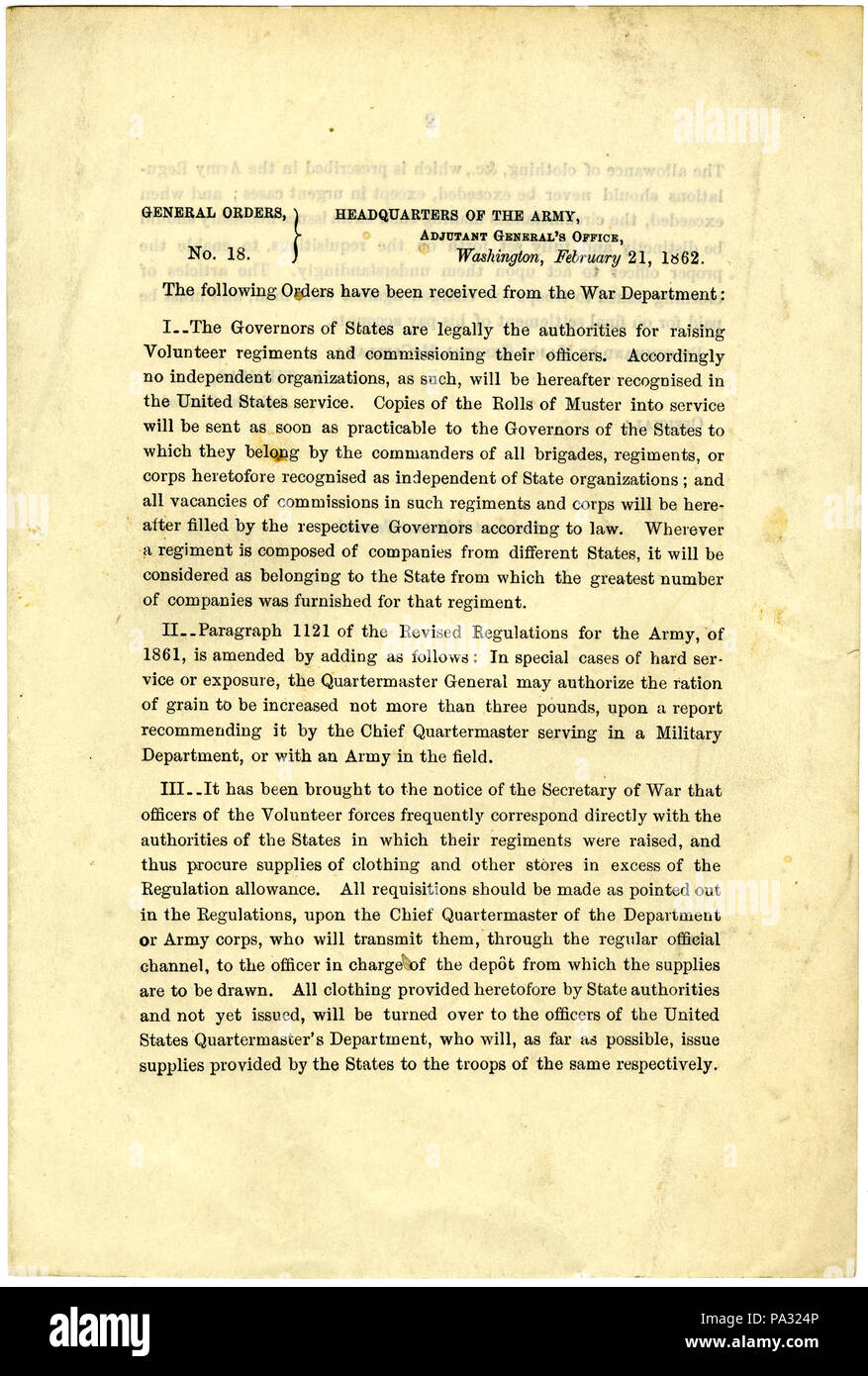 697 General Orders, No. 18, Headquarters of the Army, Adjutant General ...