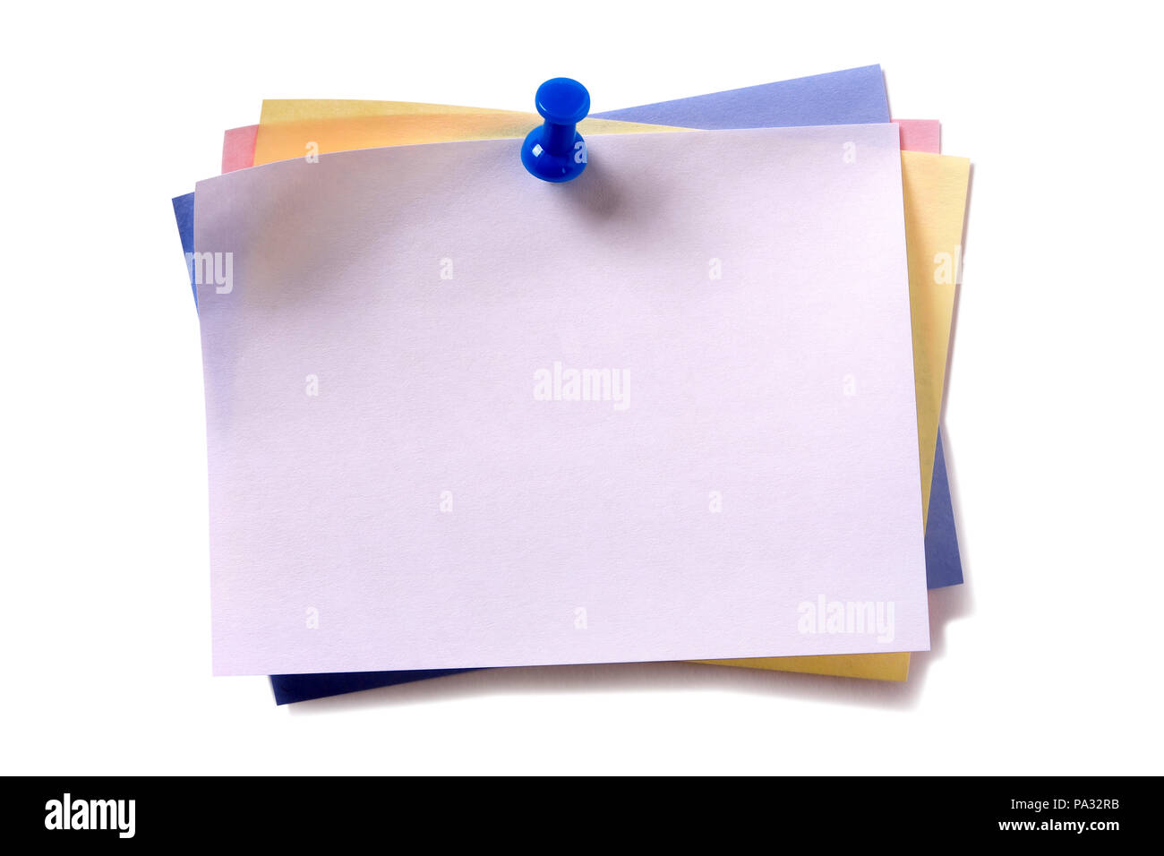 Various colors sticky post note pushpin isolated white background Stock ...